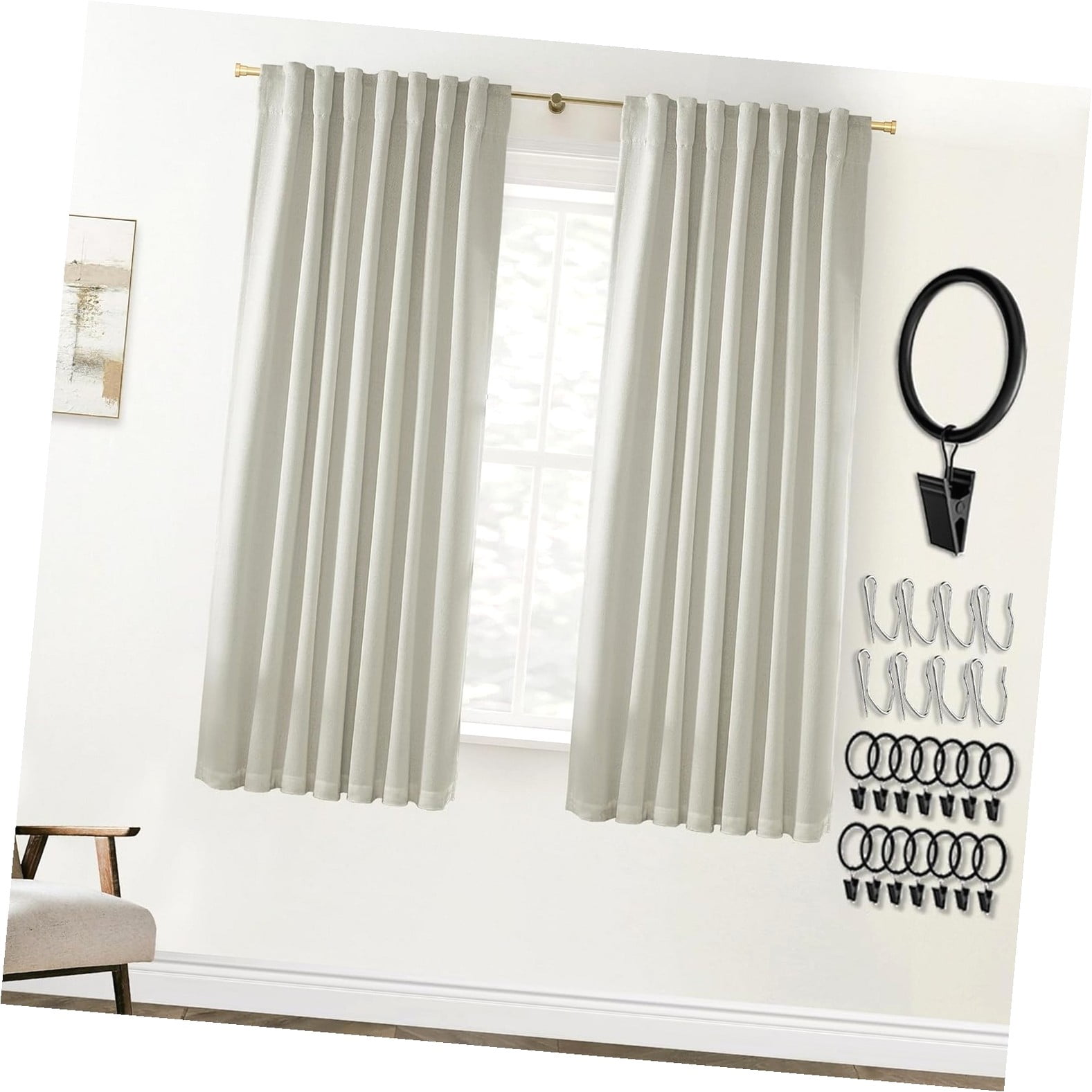 Highcool 63 Inch Curtains 2 Panel Set, Back Tab Thermal Insulated Linen ...