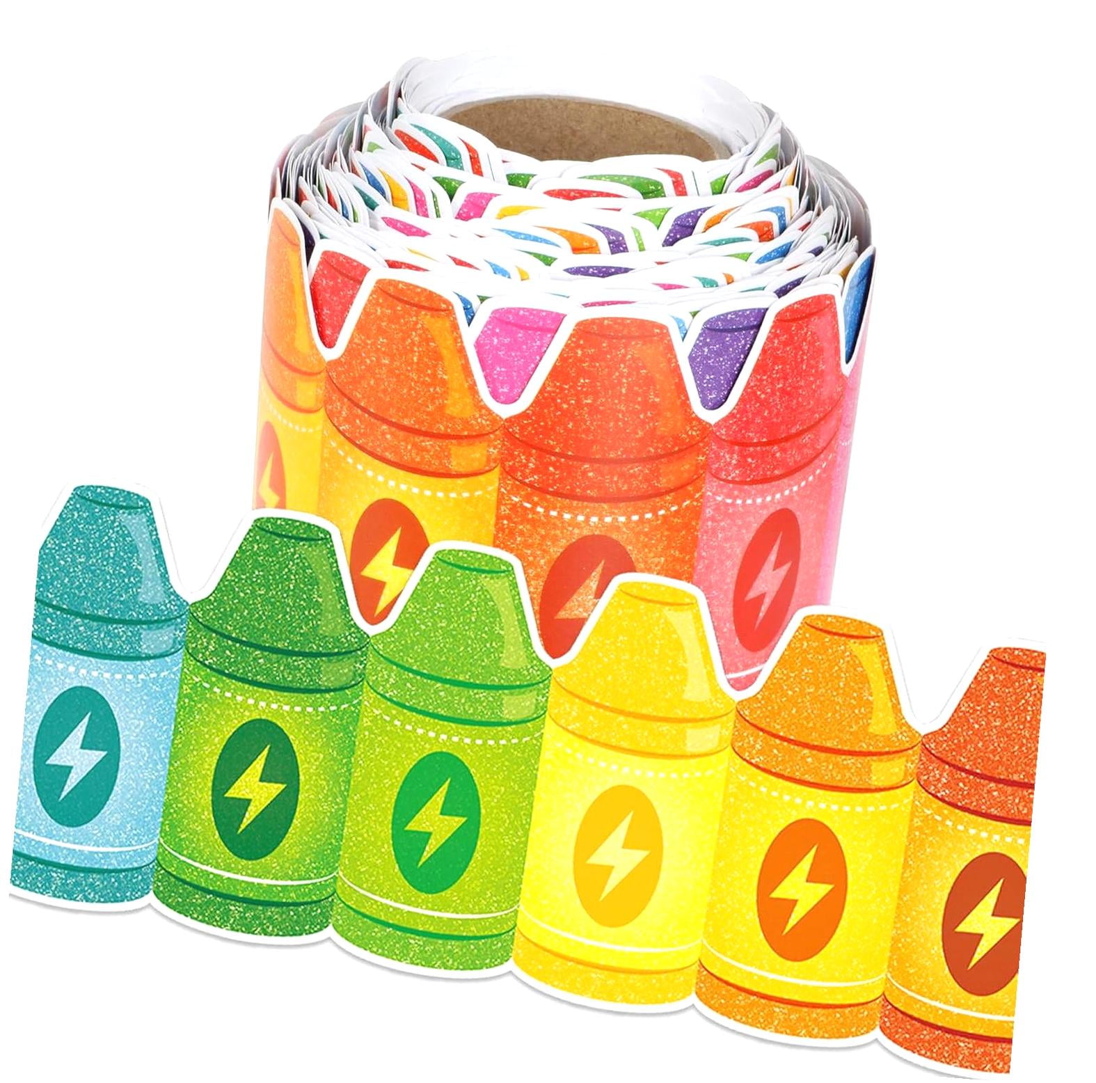 Highcool 65.6Ft Crayon Bulletin Board Borders, Rainbow Crayon Border ...
