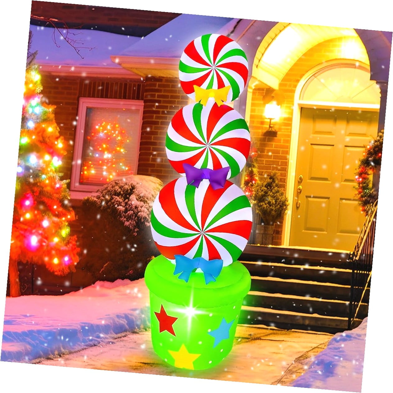 Highcool 6FT Christmas Inflatables Candy Yard Sign Lighted Christmas ...