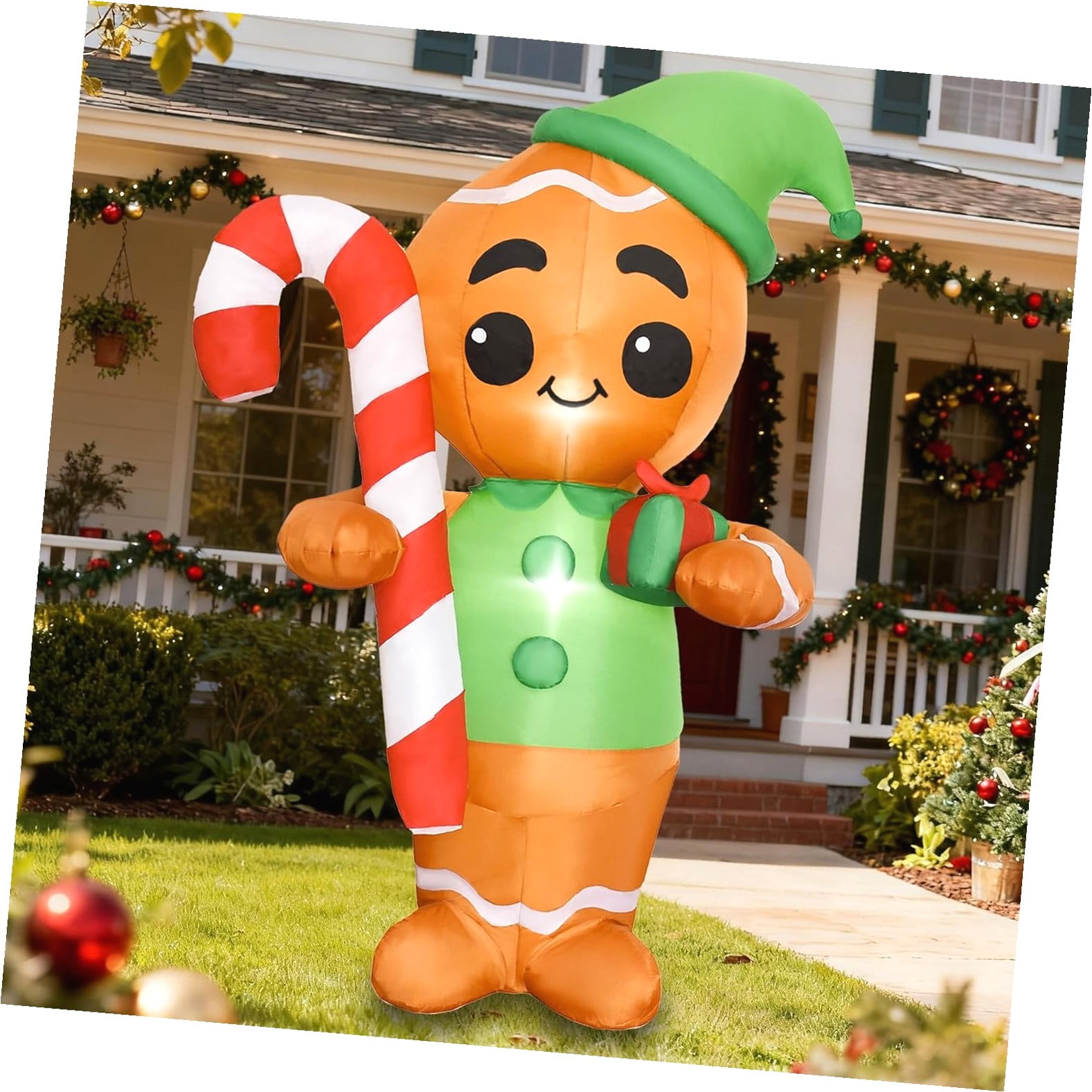 Highcool 6FT Lovely Christmas with Gingerbread and Box, Blow Decor ...