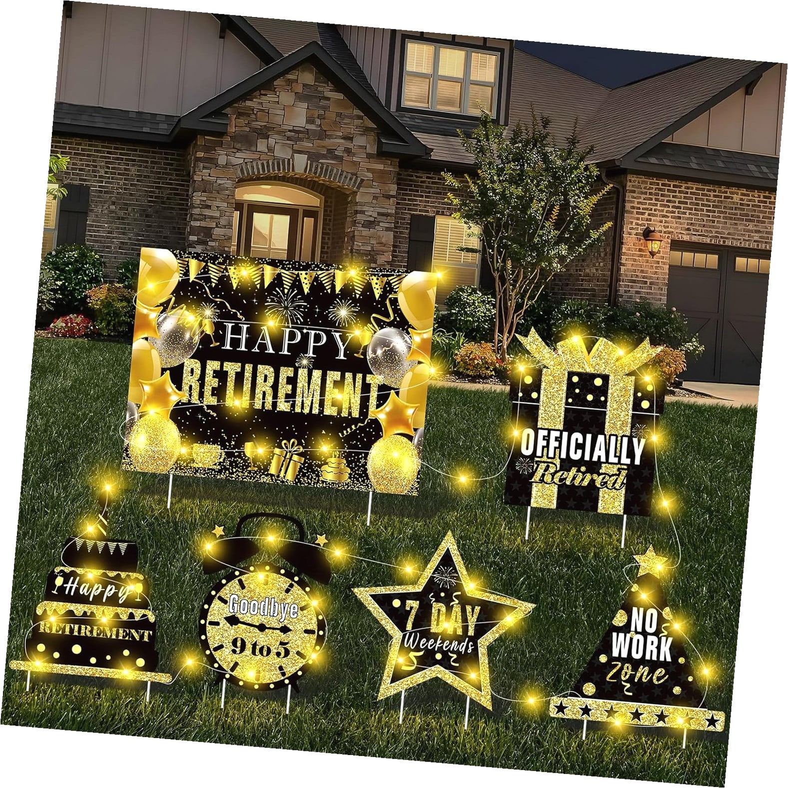 Highcool 6Pcs Retirement Yard Sign Retirement Party Decorations for ...
