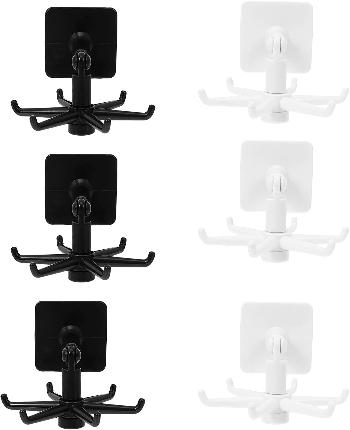 Highcool 6pcs Rotatable Self-adhesive en Hooks Multi-functional Wall ...