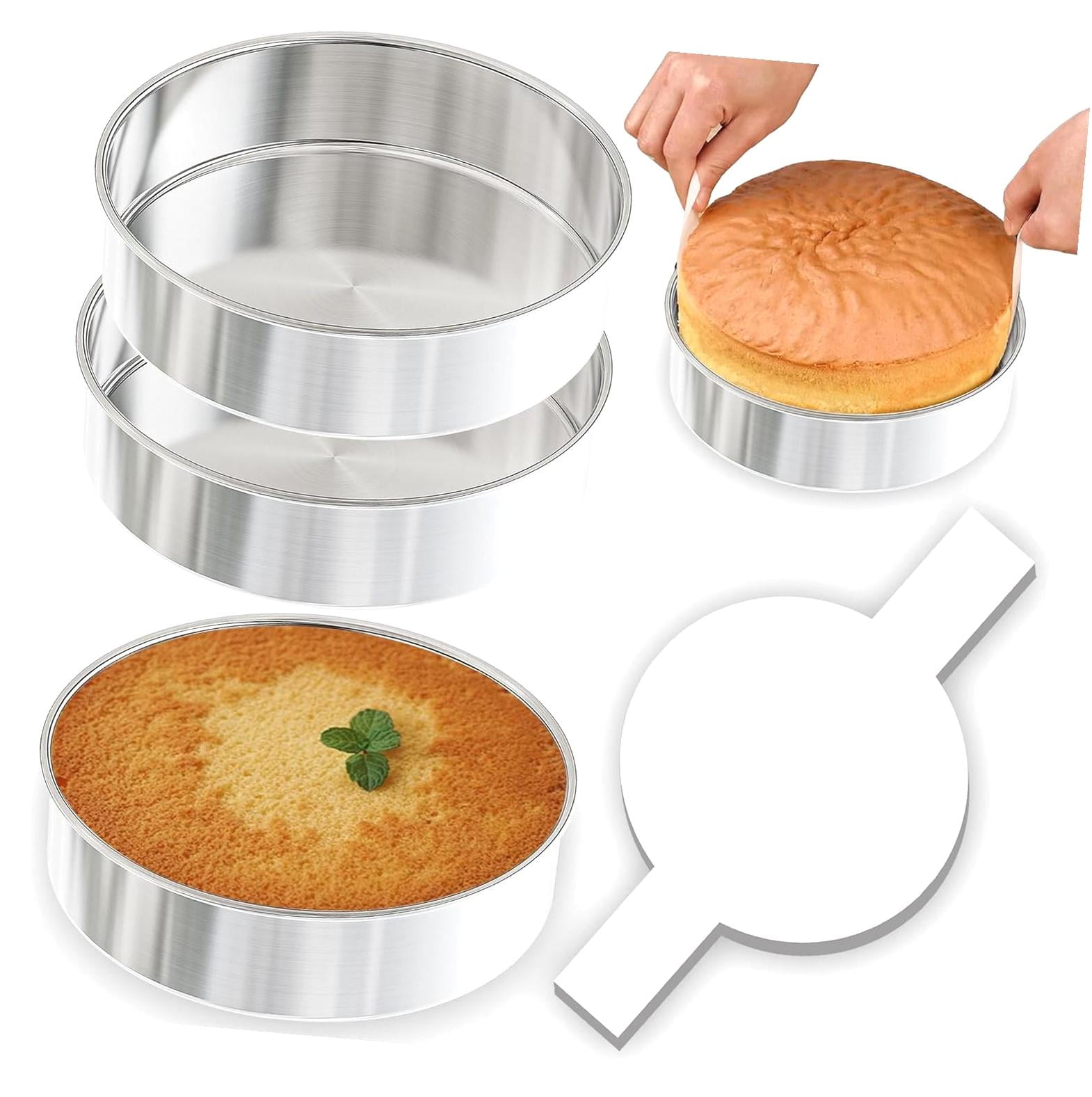 Highcool 7 Inch Round Cake Pans Set of 3, Nonstick Stainless Steel ...