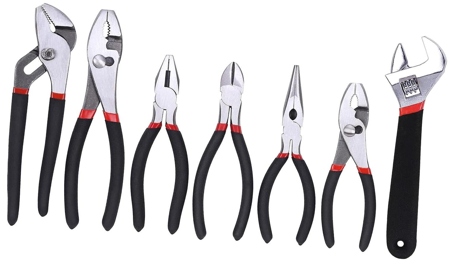 Highcool 7-Piece Utility Pliers and Wrench Set, Includes 8" Adjustable ...