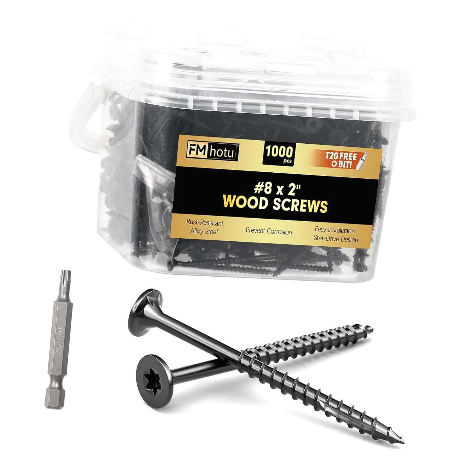 Highcool #8 2” Deck Screws, 1000Pcs Star Drive Wood Screws, Rust ...