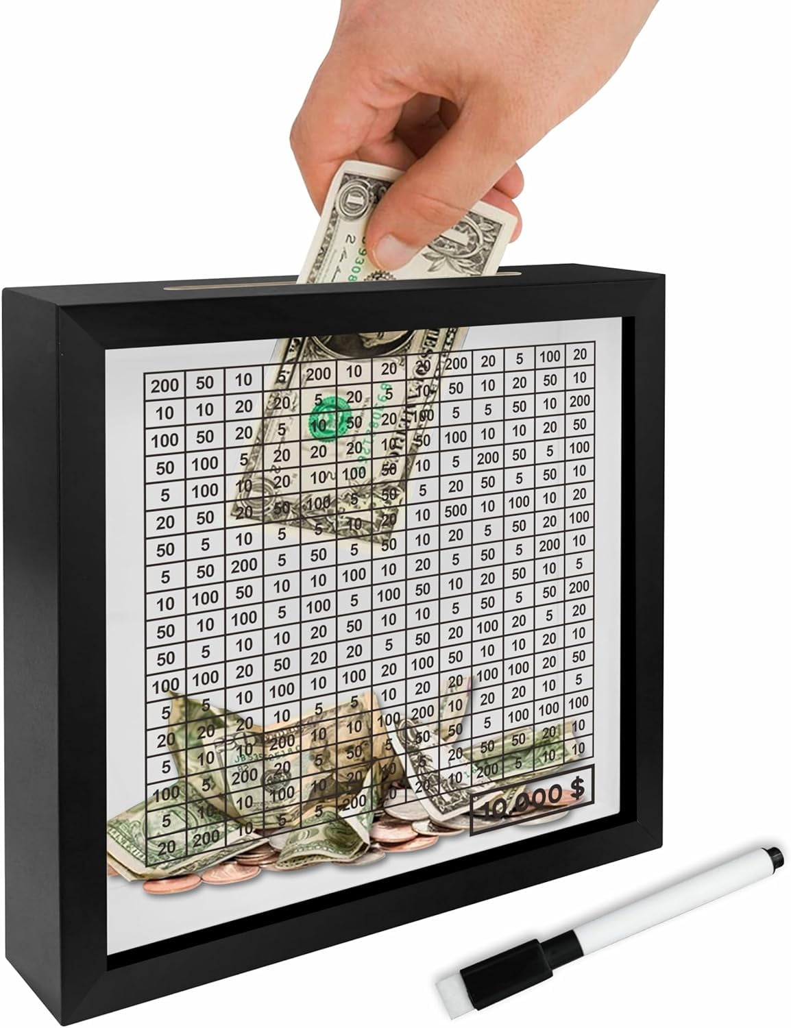 Highcool 8 8 Inch Wooden Shadow Box Frame with Slot 10000 Saving ...