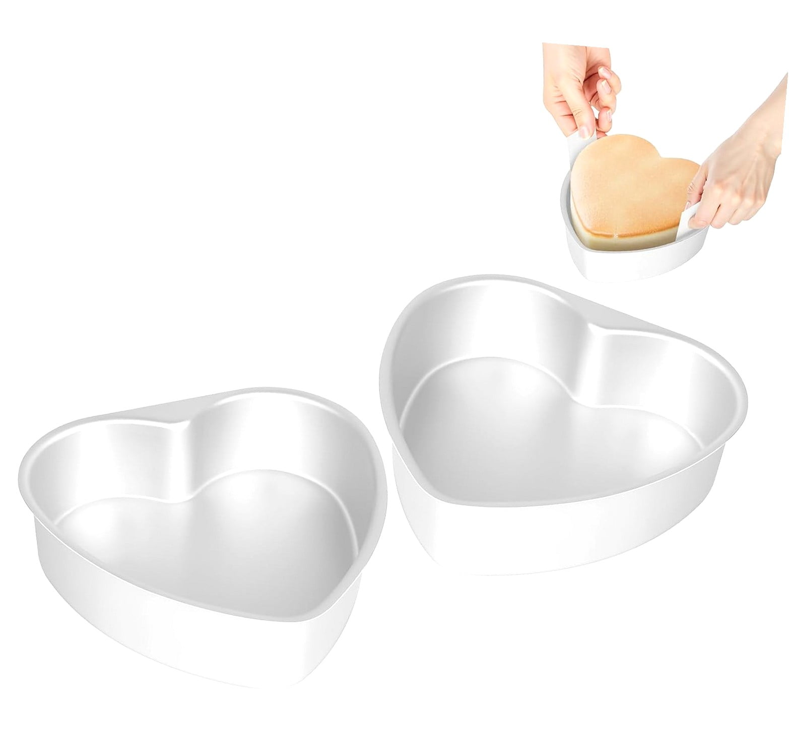 Highcool 8 Inch Heart Cake Pan Set of 2 Non-Stick Heart Shaped Baking ...
