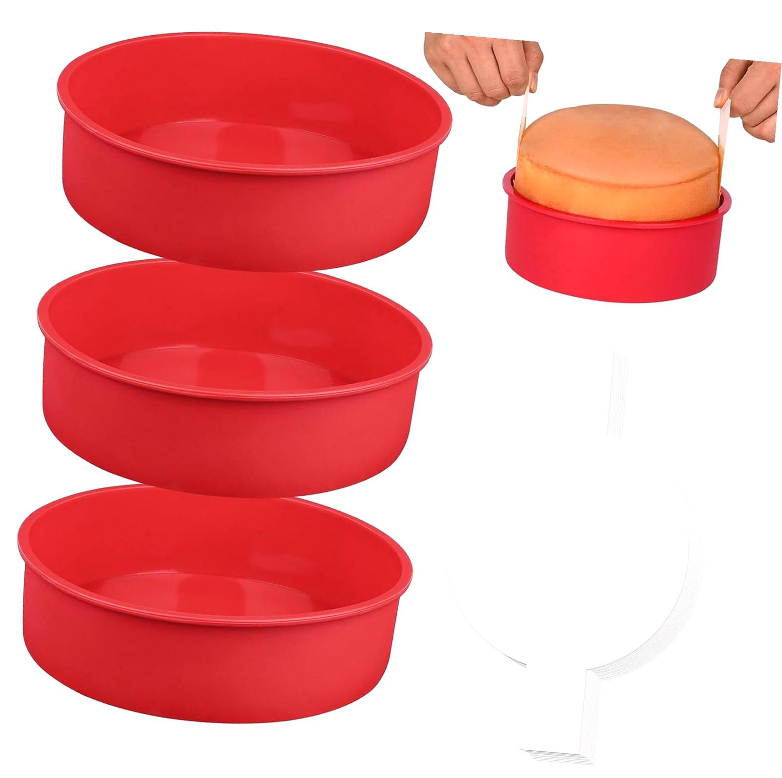 Highcool 8 Inch Round Cake Pan, 3 Pack Cake Molds with 100 Pieces ...