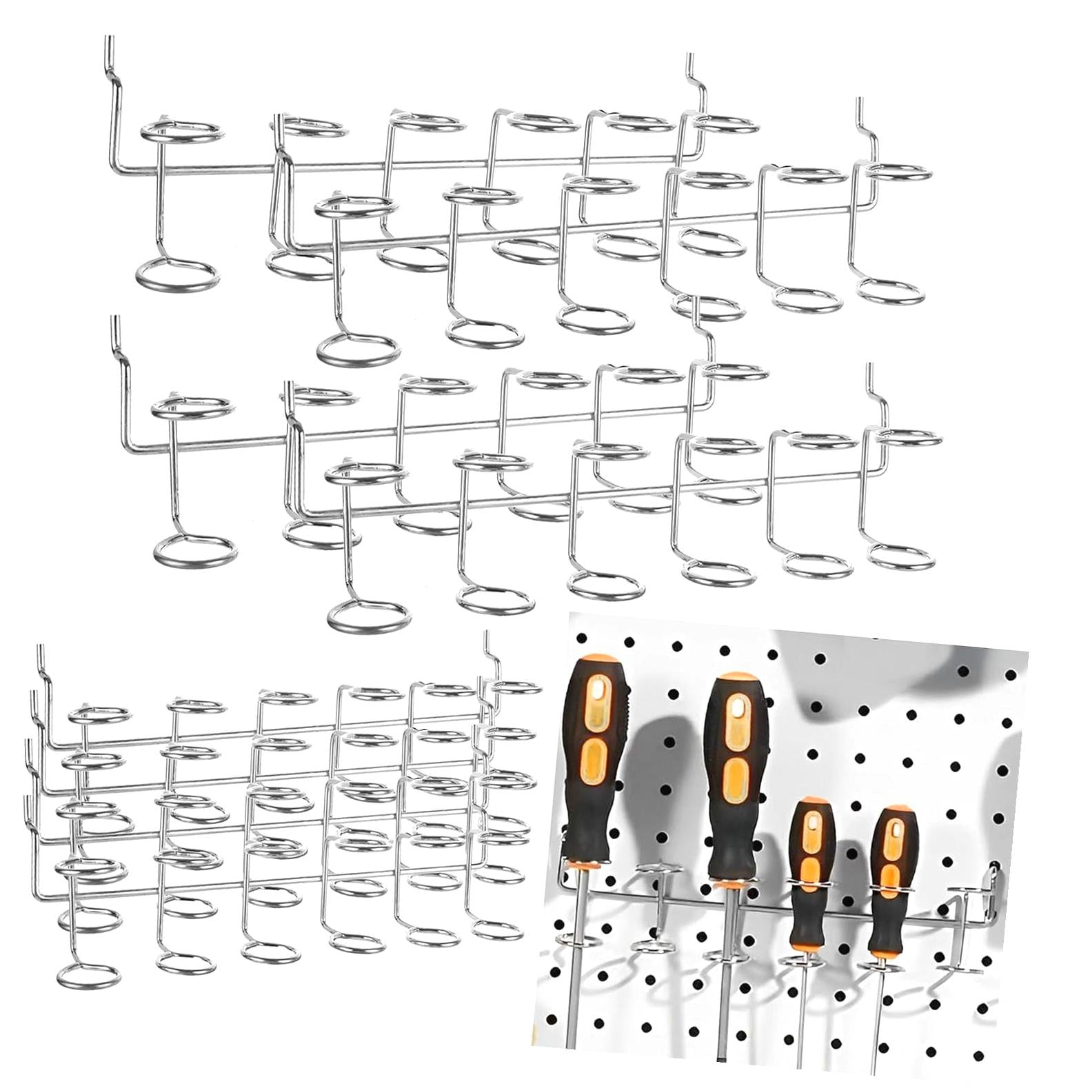 Highcool 8 PCS Pegboard Screwdriver Holders, Six Tool Multi Tool Organizer Racks Silver ...