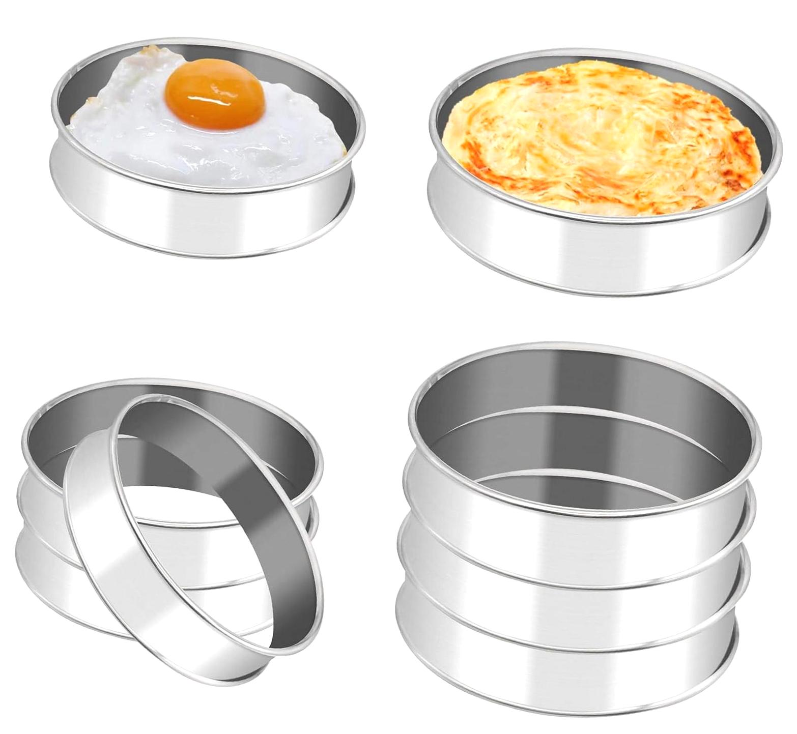 Highcool 8-Pack 4-inch and 3.15-inch Steel Nonstick English Muffin ...