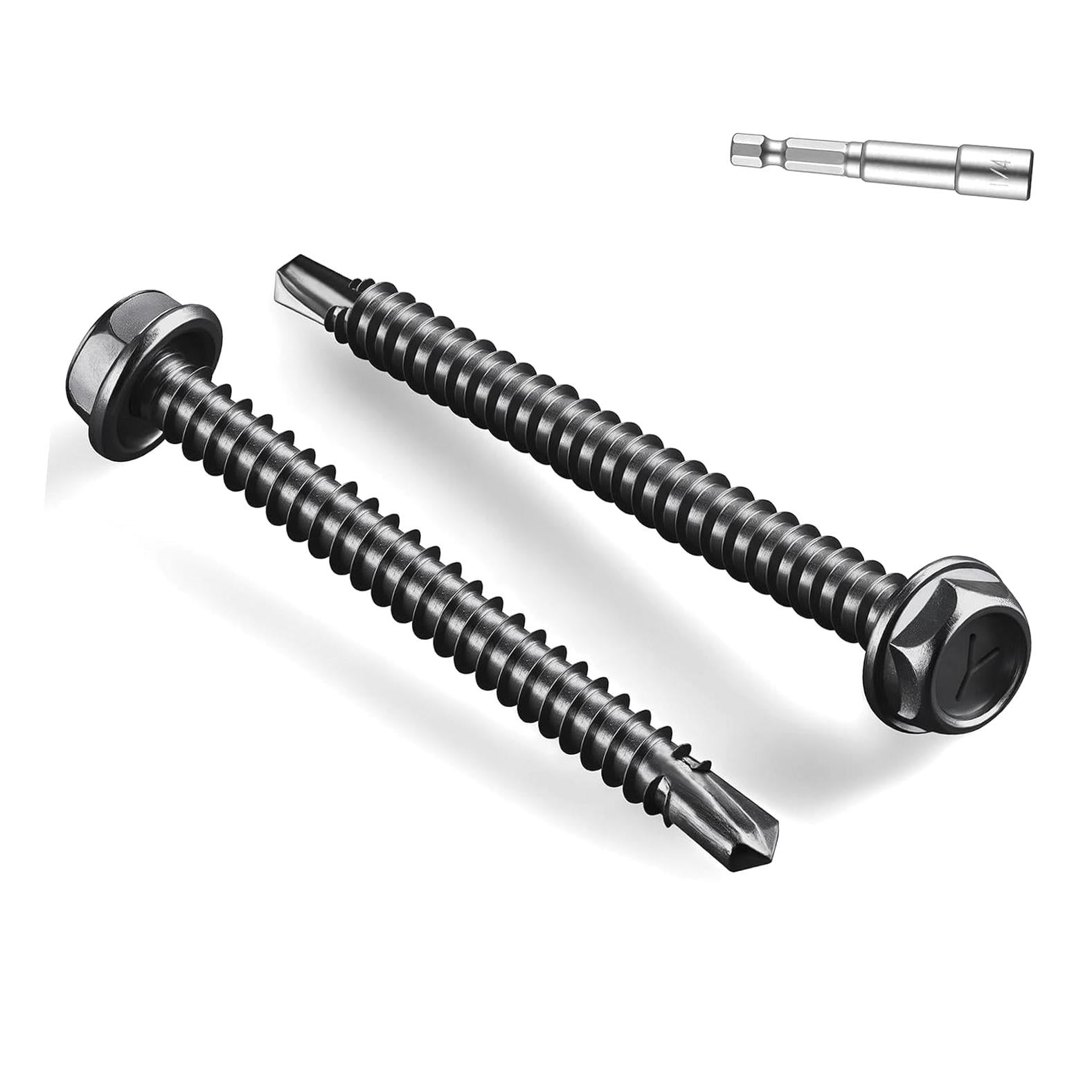 Highcool #8 x 1-1/2 Inch Self-Tapping Screws, Pack of 115 (1 lb) for Metal, 410 Stainless Steel ...