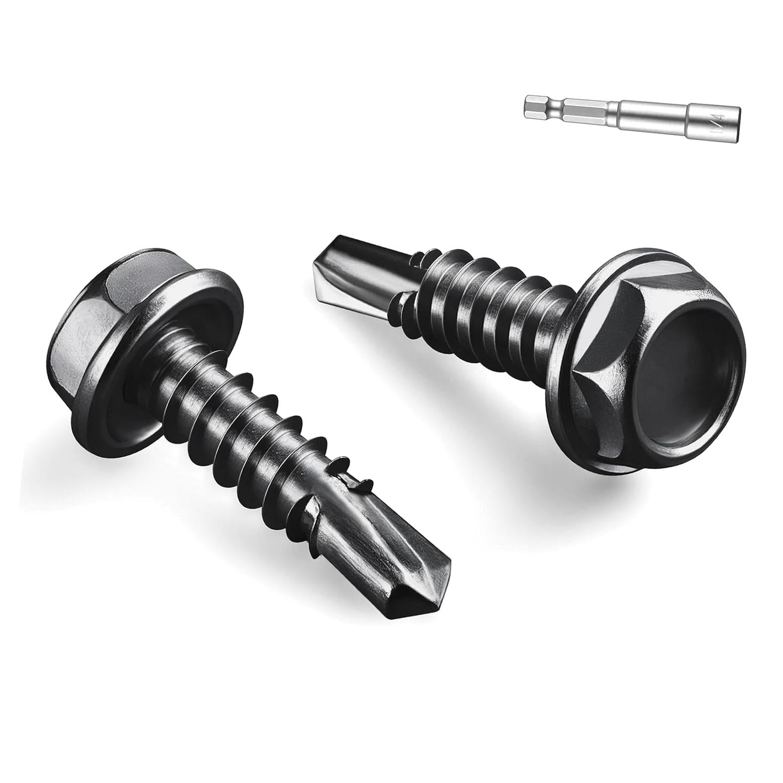 Highcool #8 x 3/4 Inch Self-Tapping Screws, 192 Pieces (1 lb) in 410 Stainless Steel with Hex ...