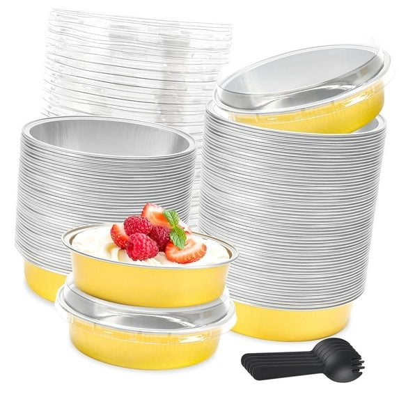Highcool 8oz Cake Pans with Round Aluminum Foil Cake Tins Baking Pans ...