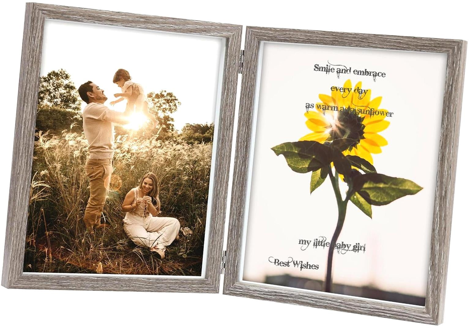 Highcool 8x10 Picture Double Hinged MDF Wood Grey Shadow Box with Stand ...
