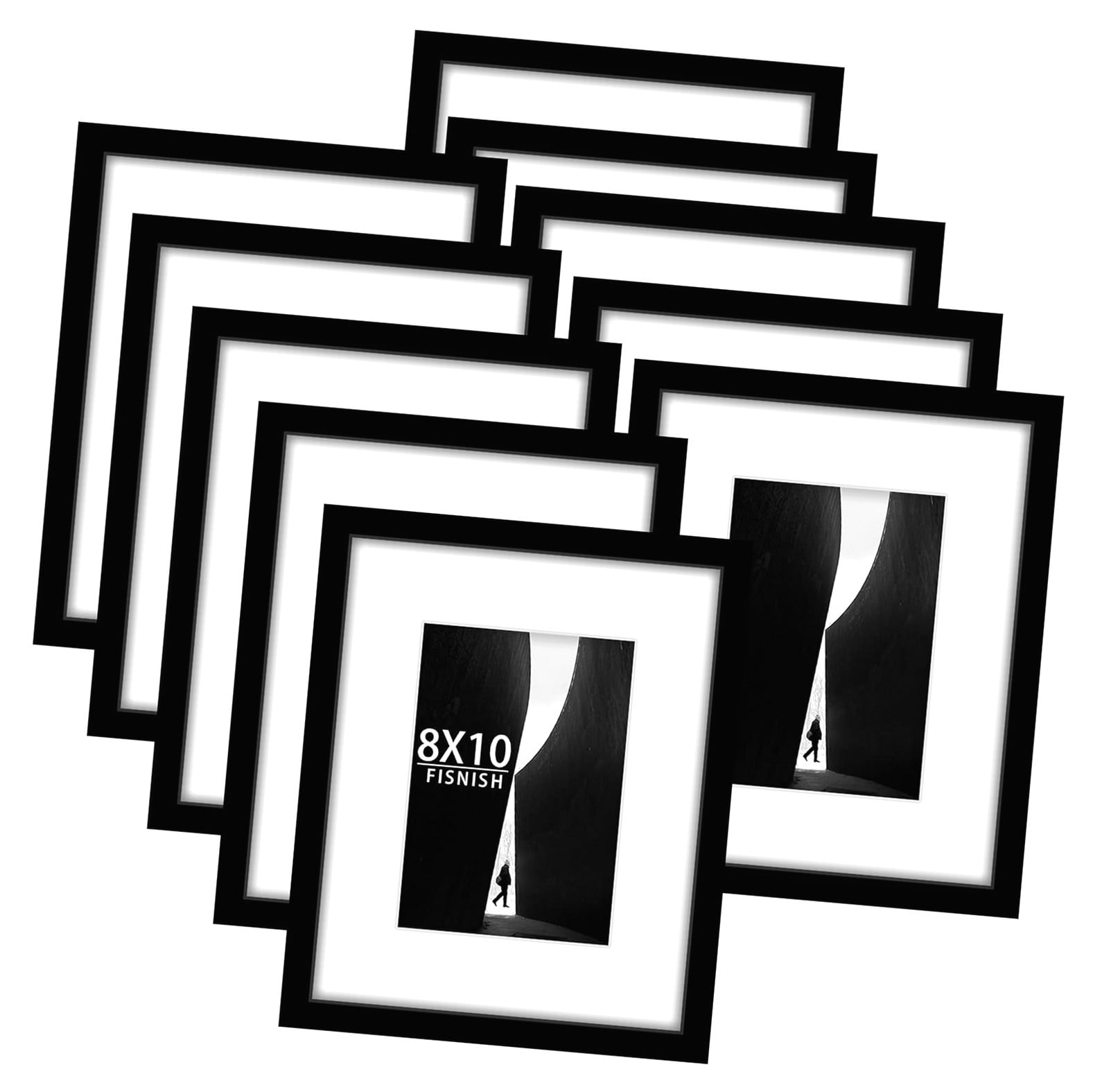 Highcool 8x10 Picture Frame Set of 10, Display Pictures 5x7 with Mat or ...