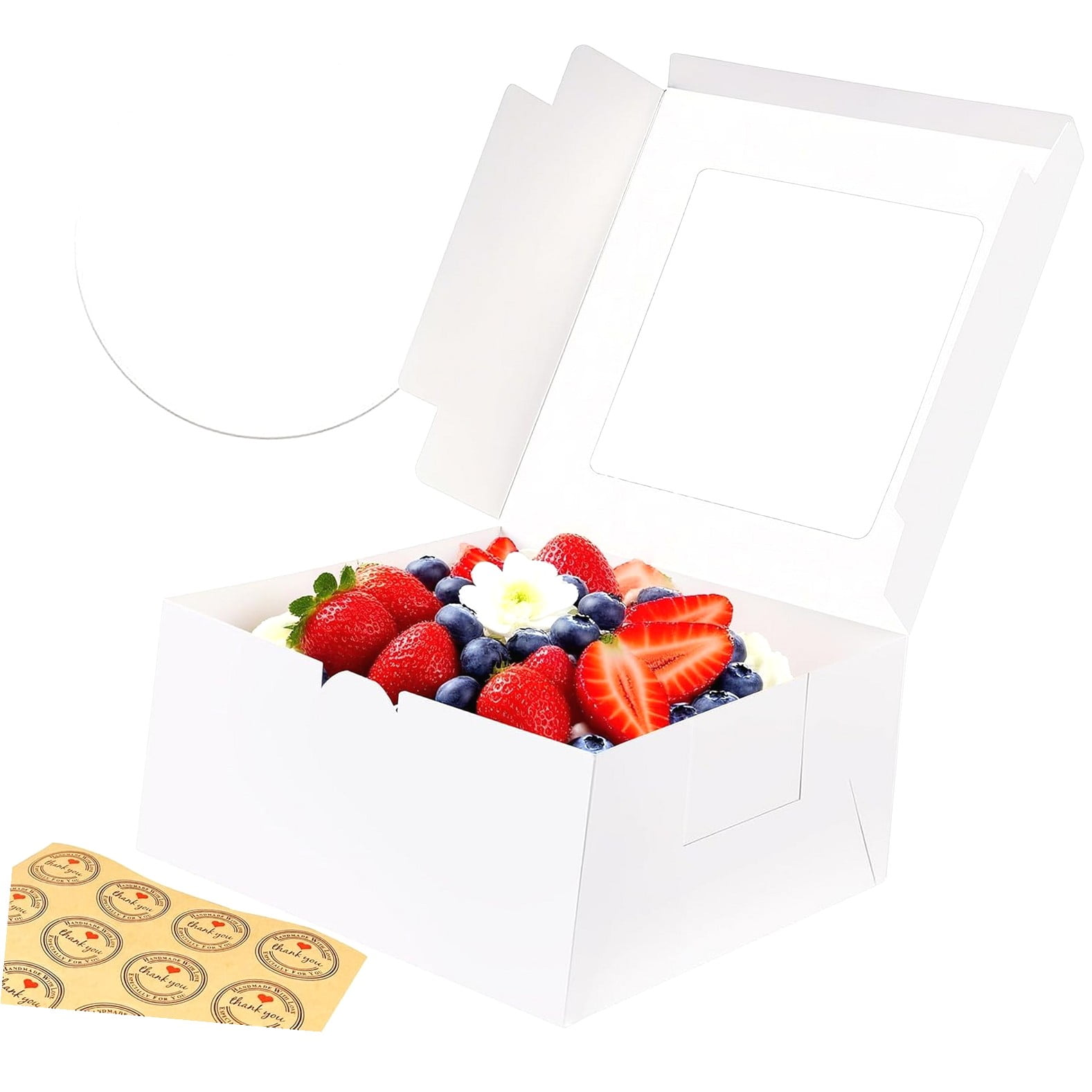 Highcool 8x8x4 Inch Cake Box With Cake Boards, 12 Pack To Assemble 8 ...