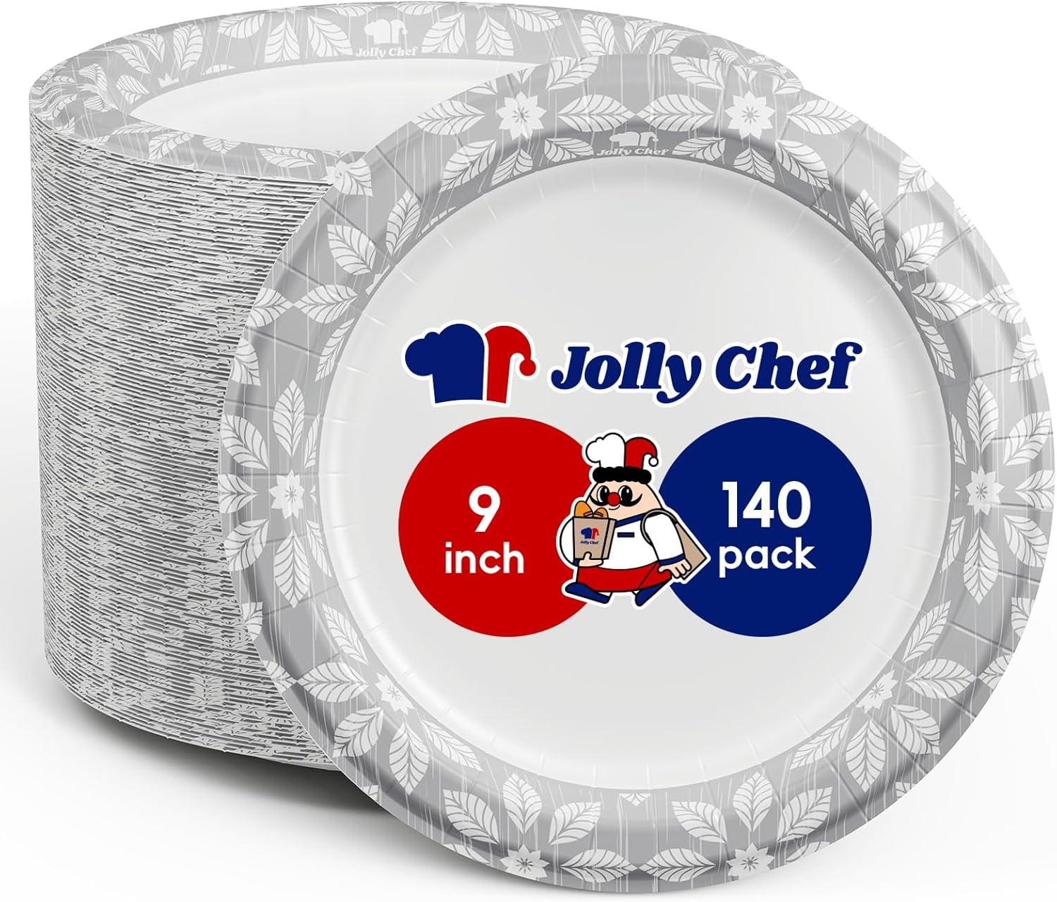 Highcool 9 inch 140 Pack Paper Plates, Soak Proof, Cut Proof, Printed ...