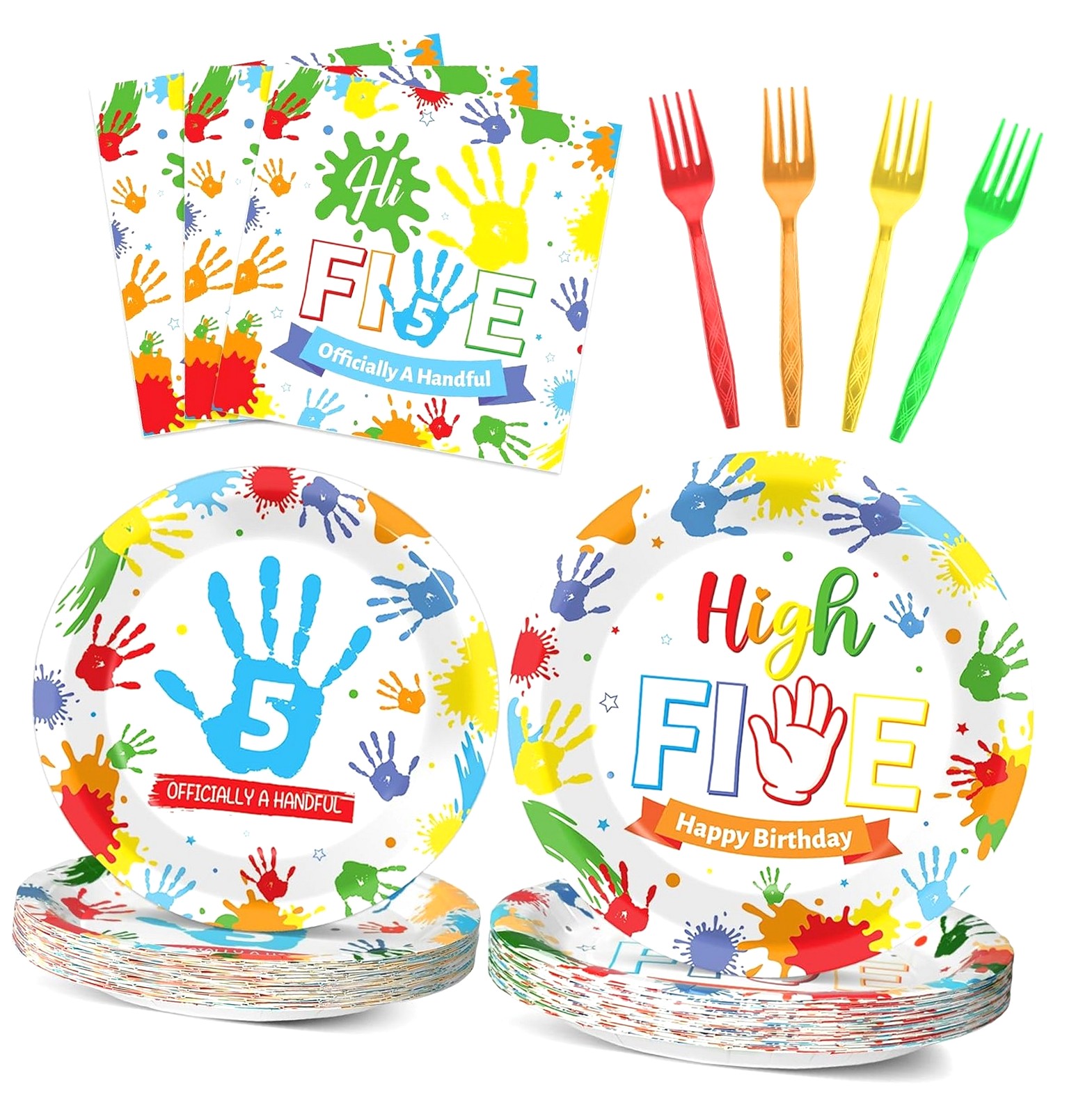 Highcool 96Pcs Hi Five Birthday Party Supplies for 5-Year-Old Birthday ...