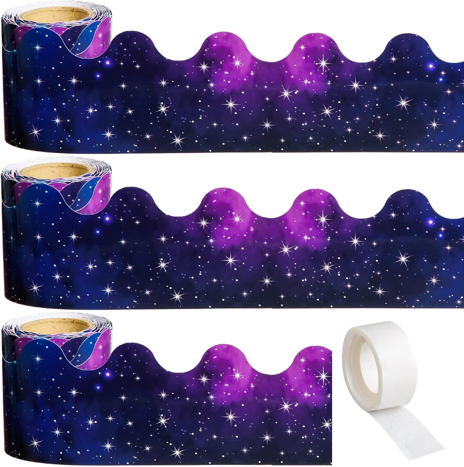 Highcool 99 Feet Bulletin Border, 3 Rolls Dark Stars Scalloped Borders ...