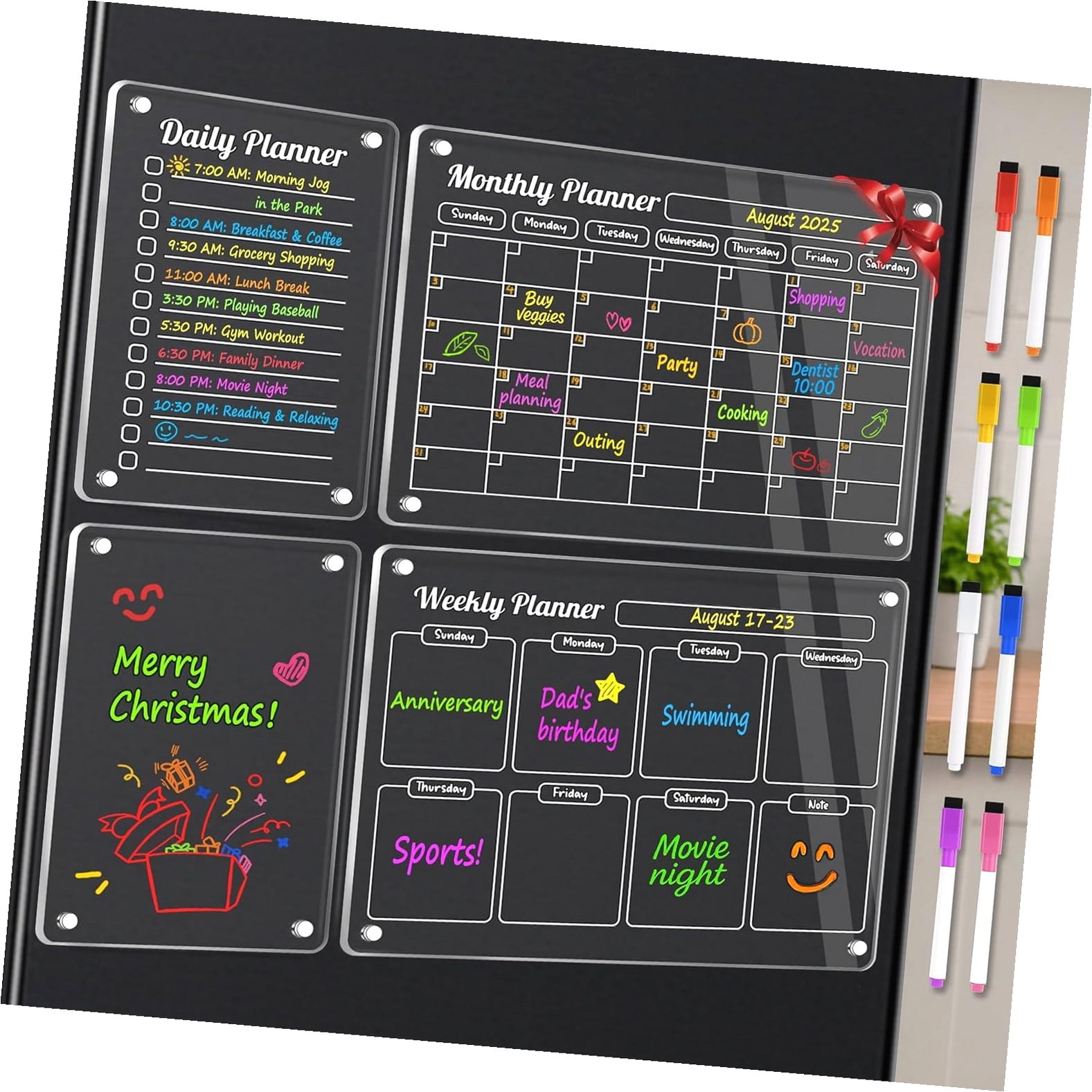 Highcool Acrylic Fridge Calendar, 4 Pack Calendars for Refrigerator ...