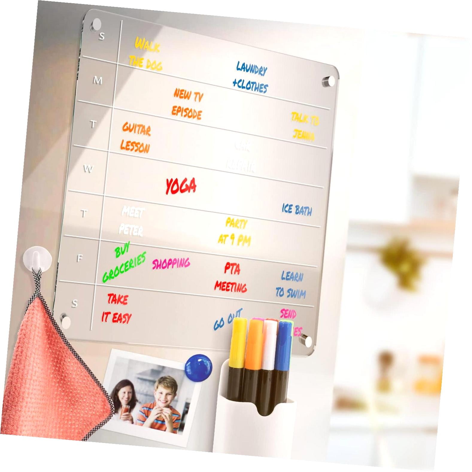 Highcool Acrylic Magnetic Weekly Calendar for Fridge 16.5x13, Clear ...