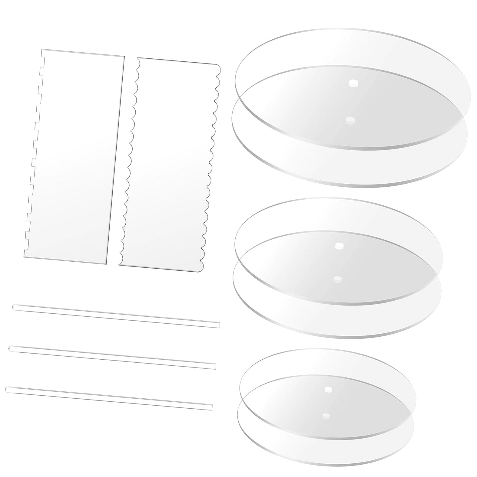 Highcool Acrylic Round Cake Disk Set, Acrylic Cake Discs Set, Comb ...