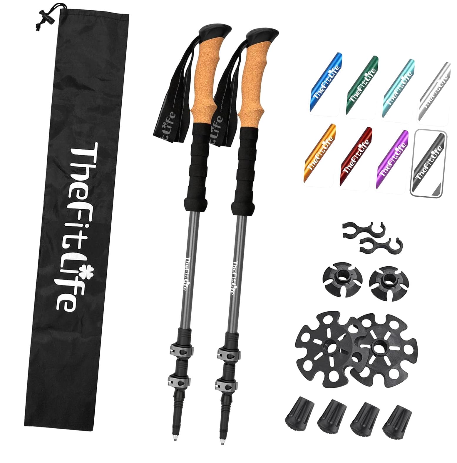 Highcool - Adjustable 7075 Aluminum Hiking Poles with Cork Handles ...