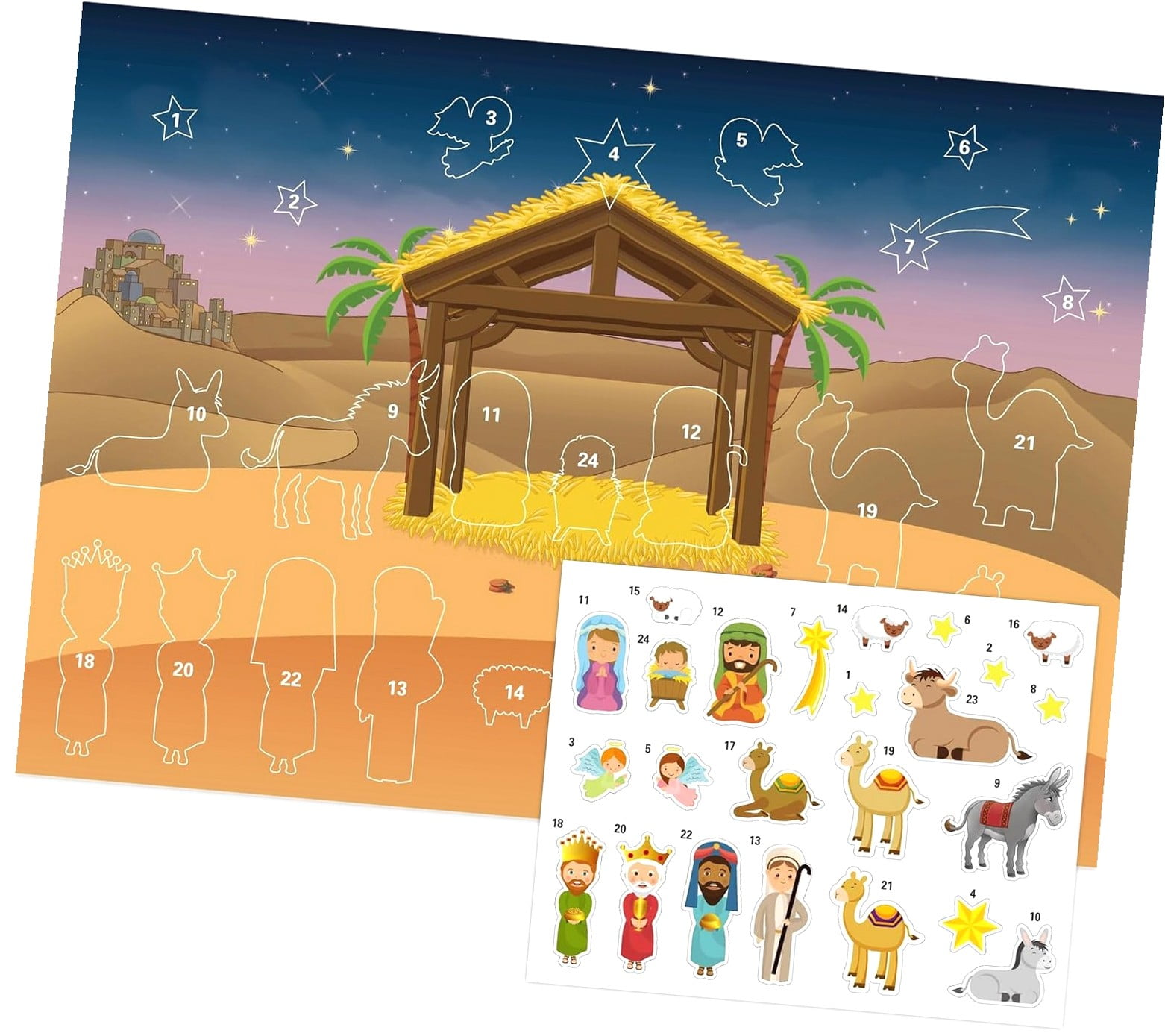 Highcool Advent Calendar 2025 Advent Calendar Stickers Nativity Scene ...