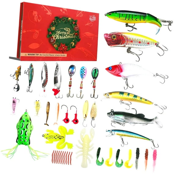 Highcool Advent Calendar 2025, Kit Includes Crankbaits, Spinnerbaits, Plastic Worms, Jigs for ...