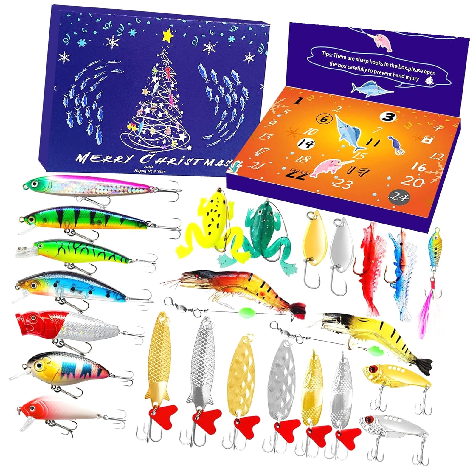 Highcool Advent Calendar, Tackle 24 Days Countdown Fish Bait Set for ...