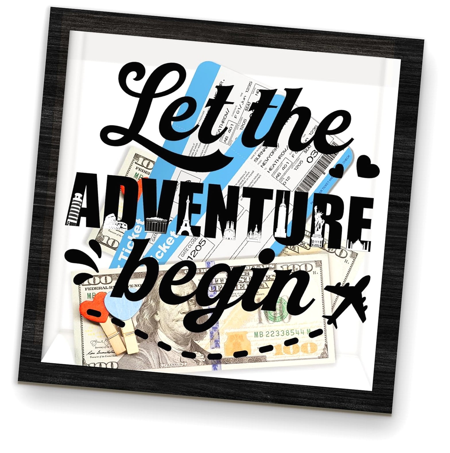 Highcool Adventure Fund Shadow Box Frame, Travel Fund Boxes with Slot ...