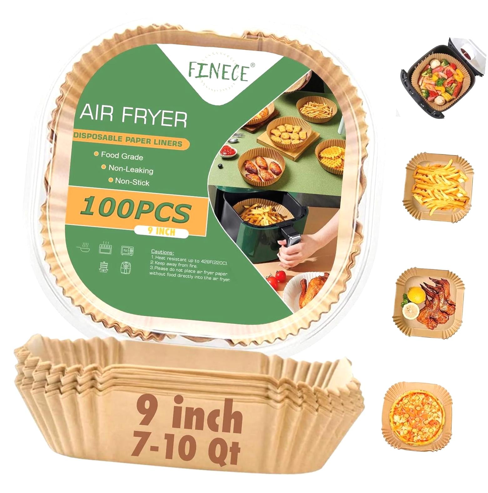 Highcool Air Fryer Paper Liners 100 Pieces Square 9-Inch Non-Stick Oil-Resistant Baking ...
