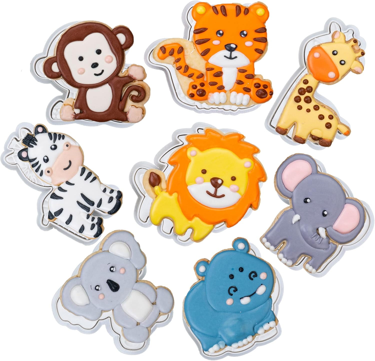 Highcool Animal Coe Set of 8 with 3D Stamper Handle Jungle en PLA Cake ...