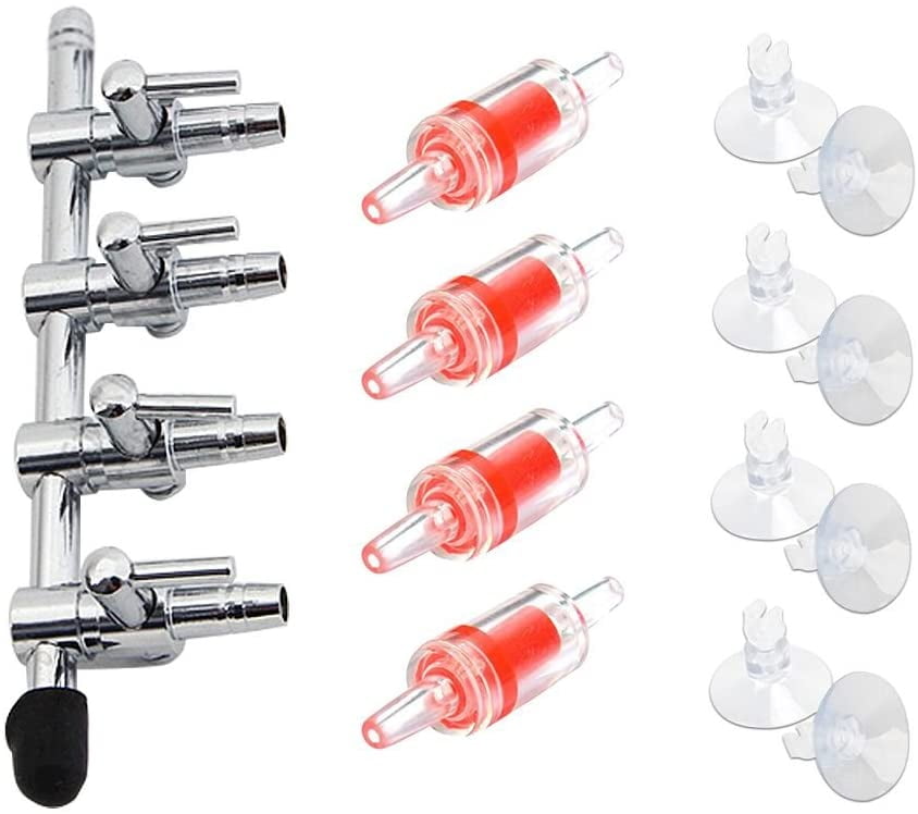 Highcool Aquarium Air Pump Splitter 13 in 1 Set 4-Way Air Flow Control ...