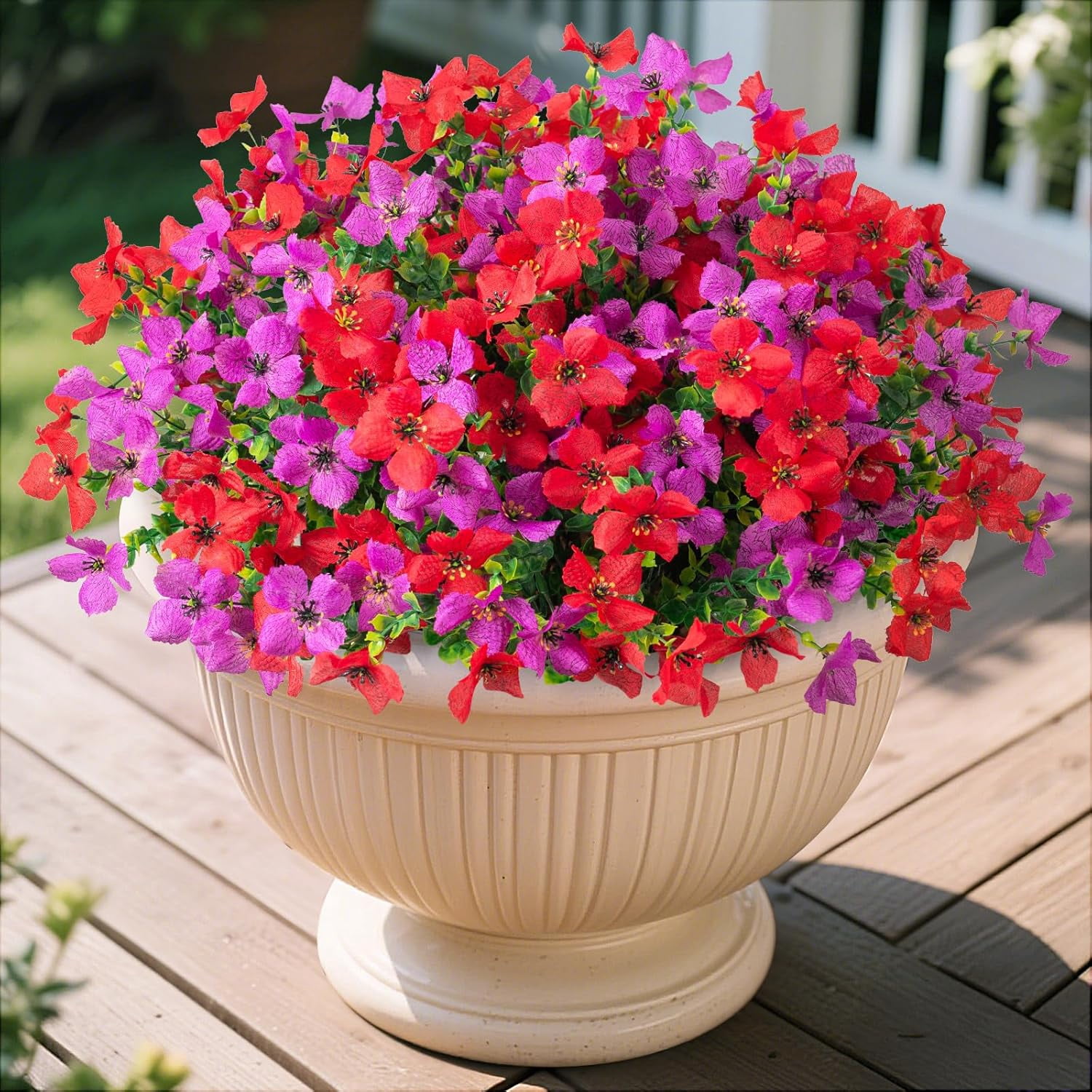 Highcool Artiial Faux Plants Flowers Outdoor Sp Summer Decoration, 12 ...