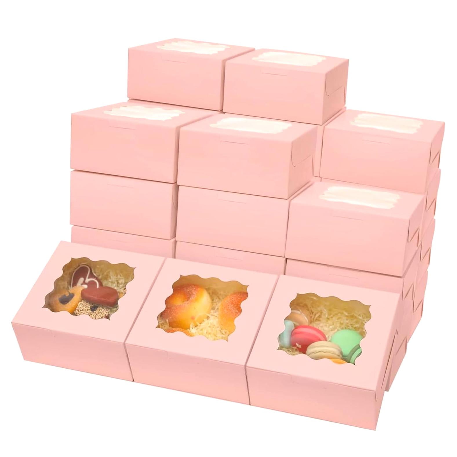 Highcool Bakepaer Pink Bakery Boxes with Window 6x6x3 ines Th & Sturdy ...