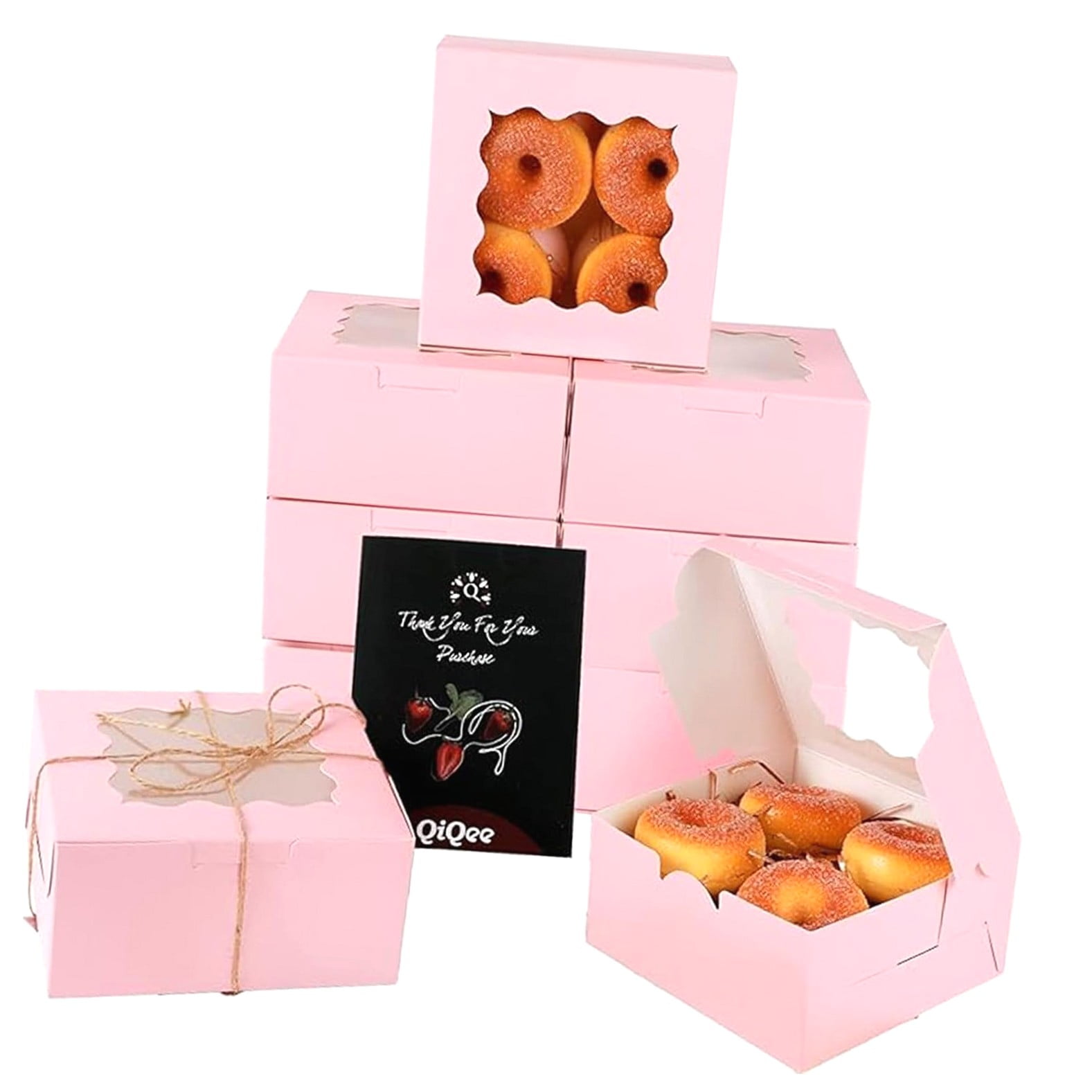 Highcool Bakery Box with Window, 100-Pack 6x6x3 Cookie and Pastry Boxes ...