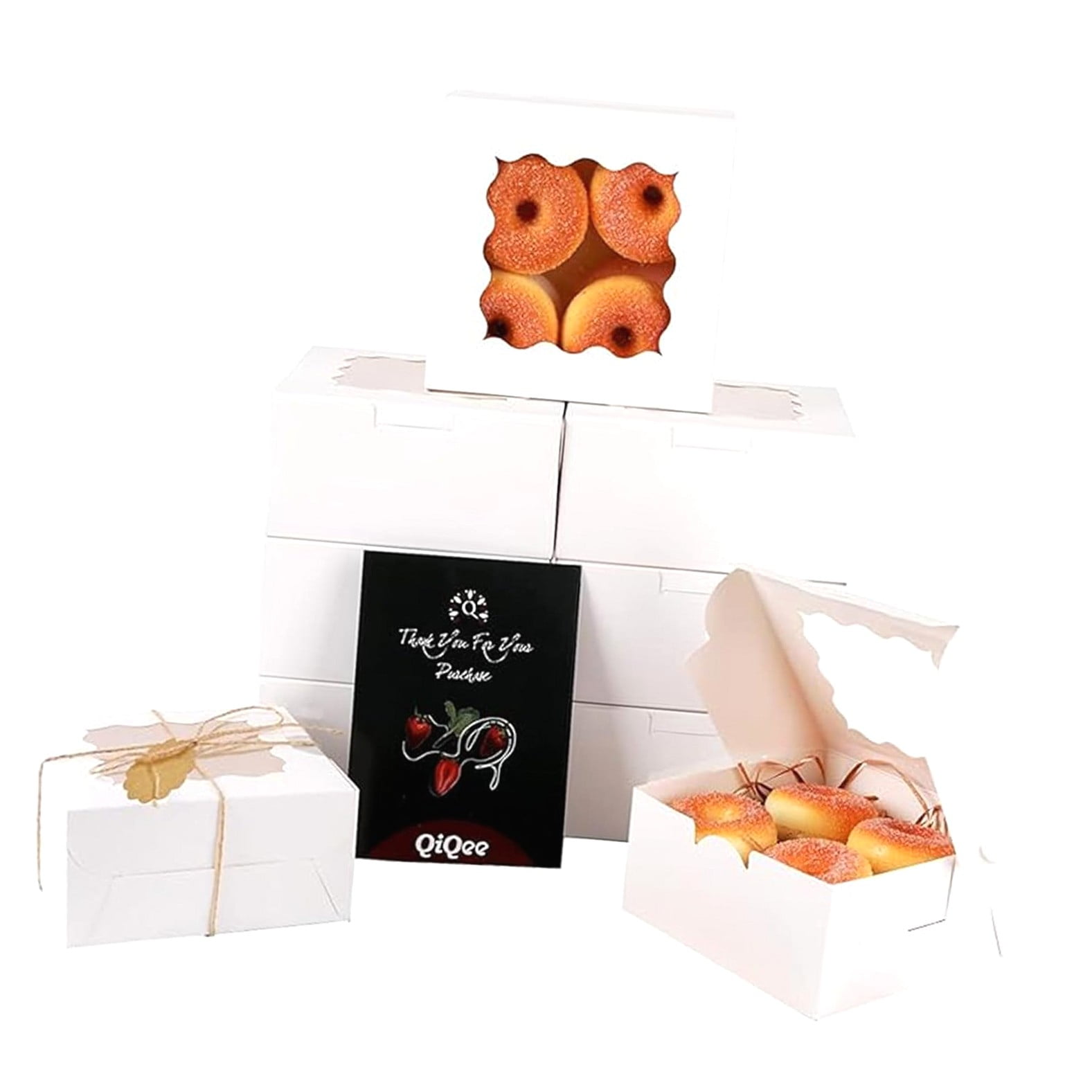 Highcool Bakery Box with Window 100packs 6x6x3 White Cookie Boxes ...