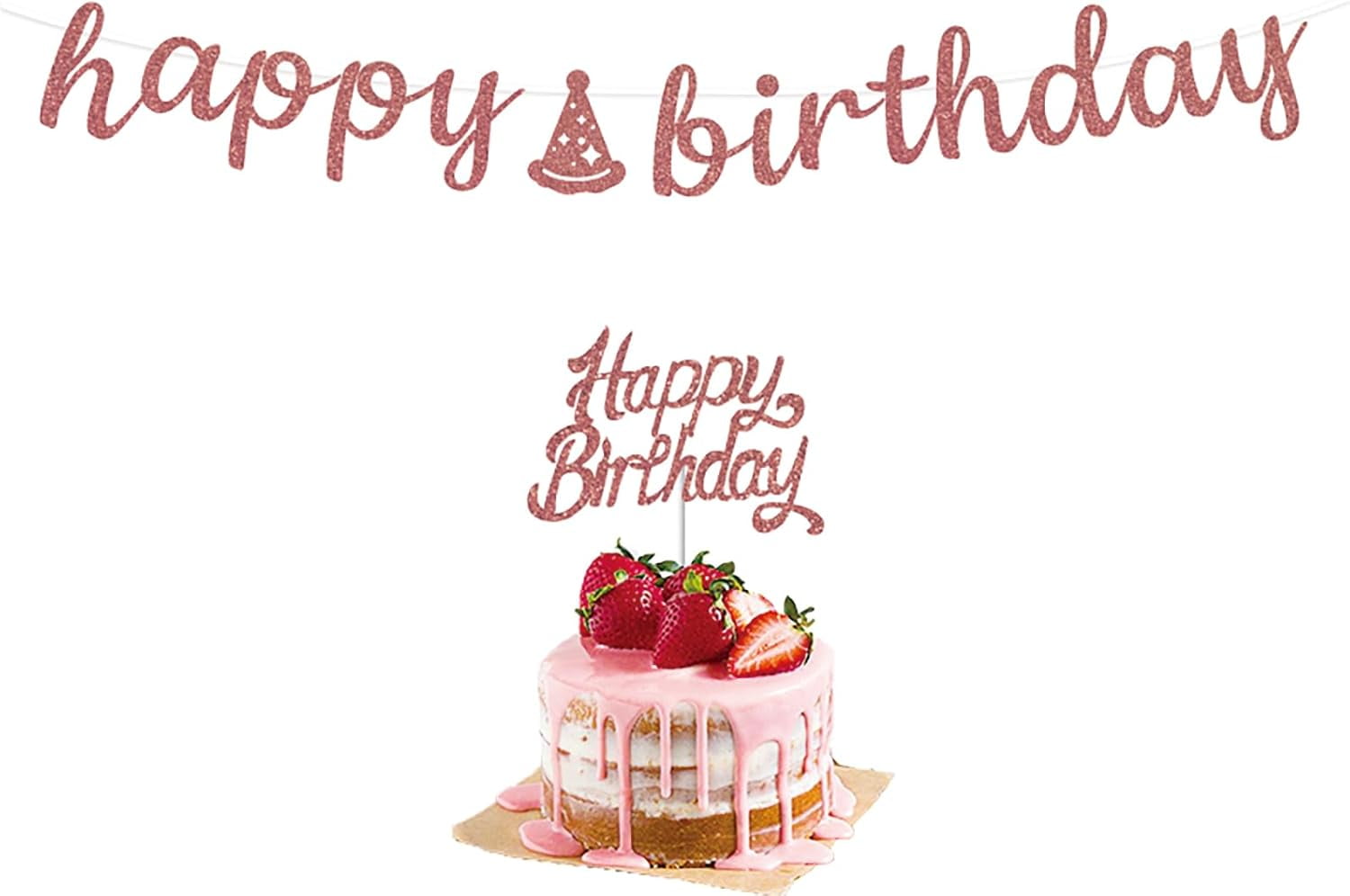 Highcool Banner Sign&Cake Toppers Party Decorations Birthday Party ...