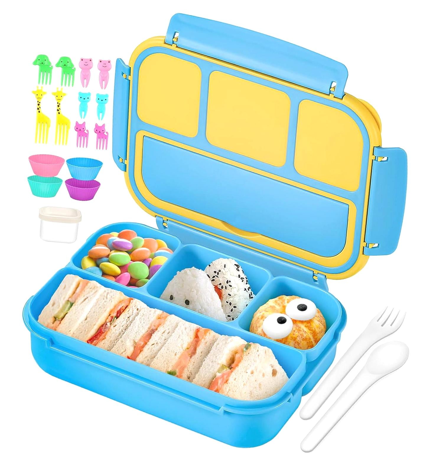 Highcool Bento Lun Boxes with 4 Compartments, Sauce Container, Utensils ...