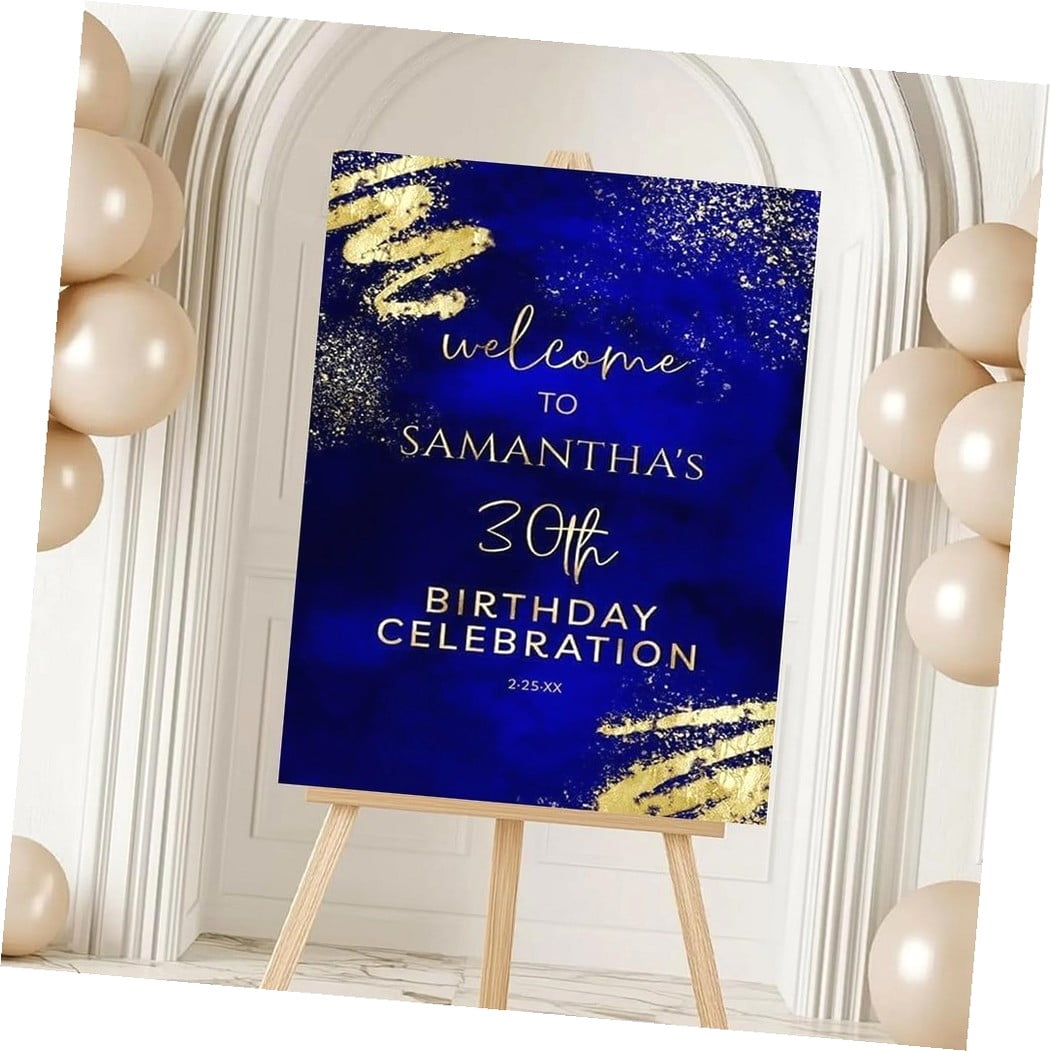 Highcool Birthday Sign, Birthday Poster Blue and Glitter Sparkle, Sign ...