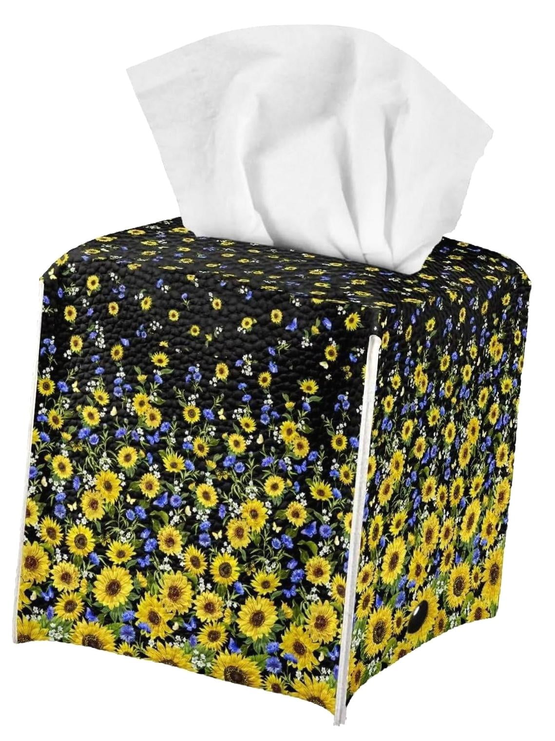 Highcool Black Sunflowers Sea Tissue Holder Square Tissue Box Cover for ...