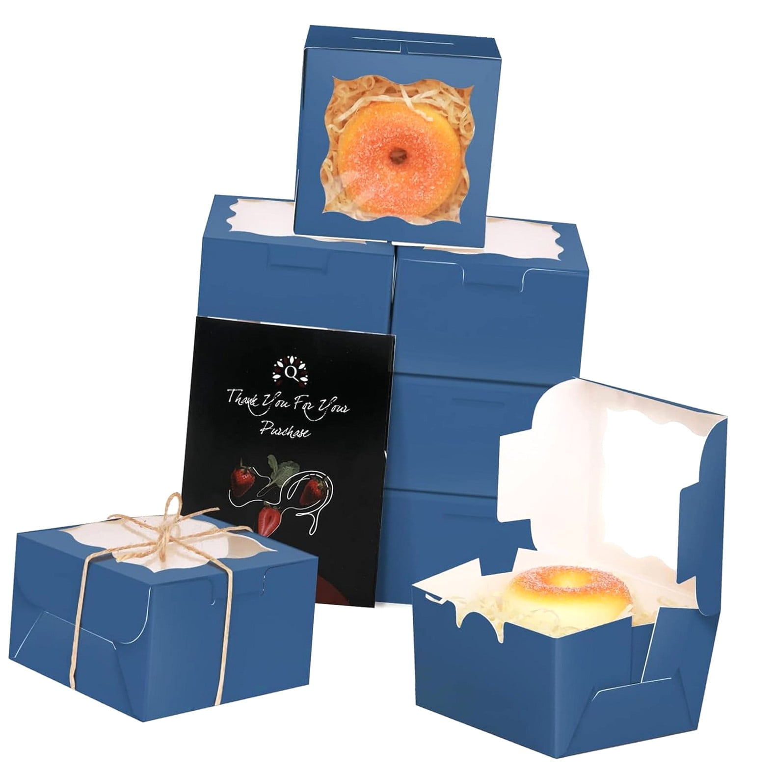 Highcool Blackish Blue Bakery Boxes with Window 4*4*2.5inch/55Packs ...