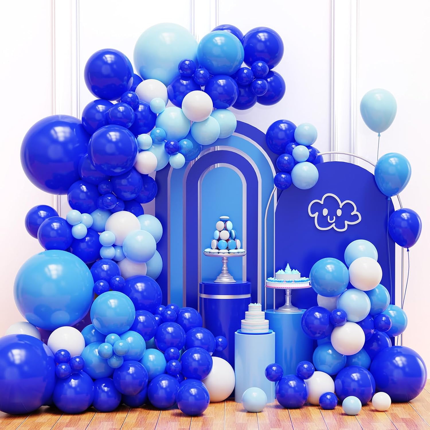 Highcool Blue and White Balloons Garland Ar Kit, Blue Balloon Ar Kit ...