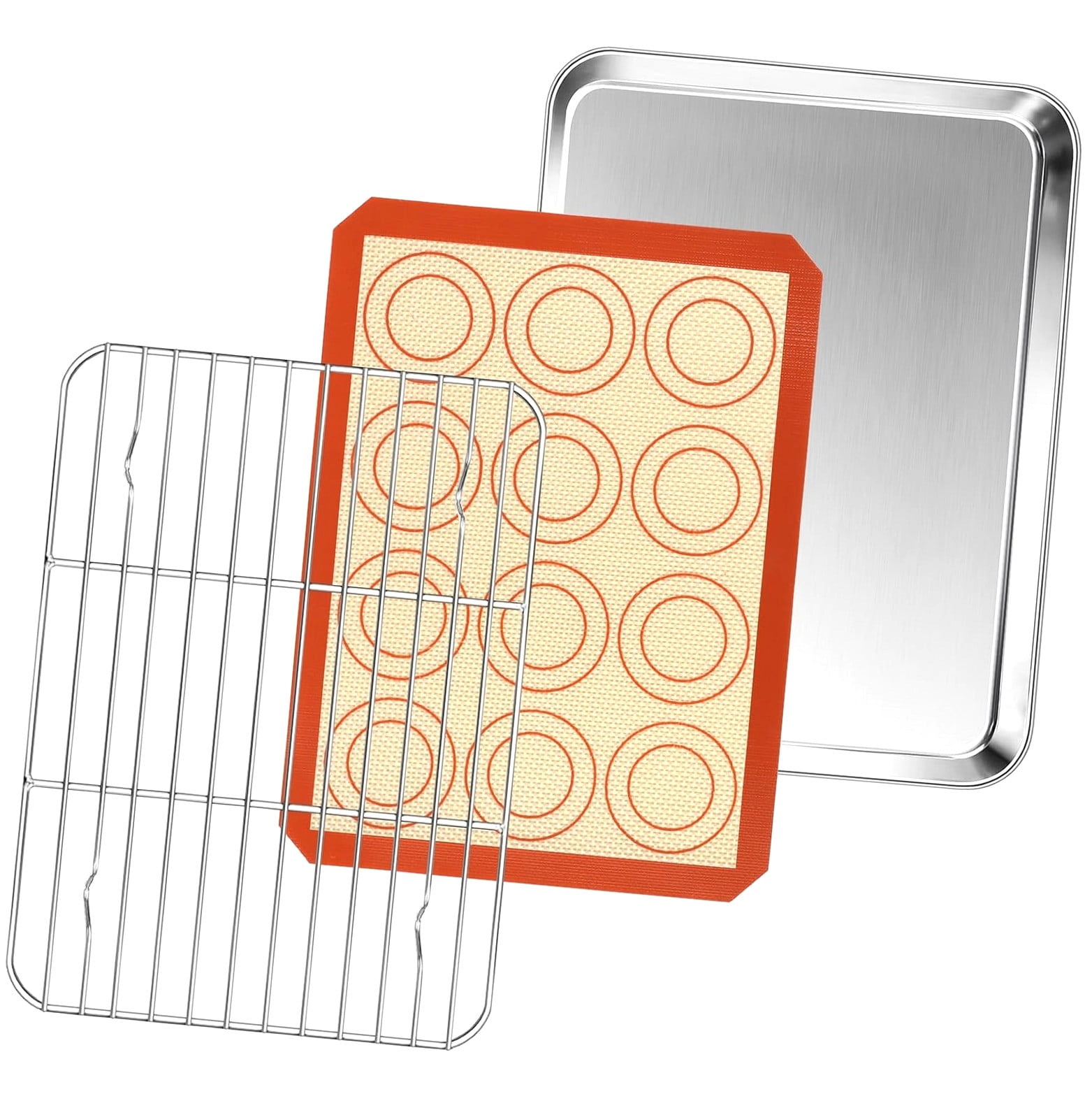 Highcool CHEF 10.4 Inch Baking Oven Sheet Pan with Rack Mat for Cookies ...