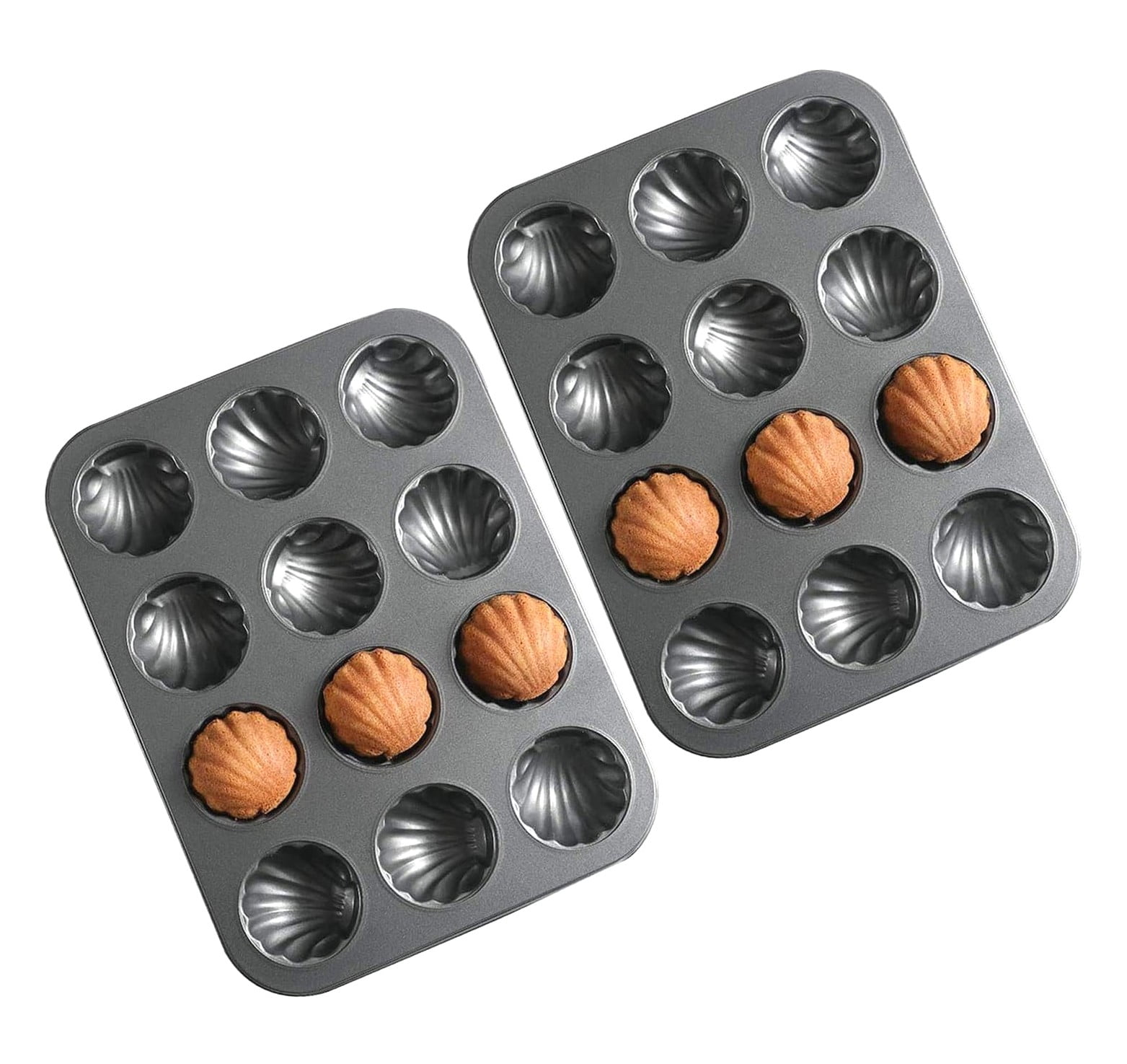 Highcool Cake Pan for Madeleine, 12-Cavity Non-Stick Spherical Madeline ...