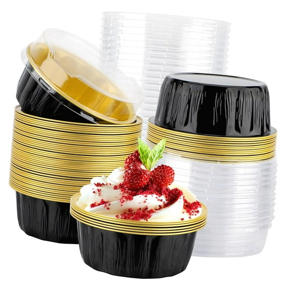 Highcool Cake Storage Container, 50 Pieces 9oz Aluminum Baking Cups ...