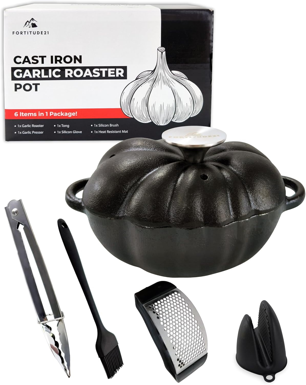 Highcool Cast Iron Garlic Roaster, Smoker Roaster, Garlic Roaster Oven, Garlic Baker, Garlic ...
