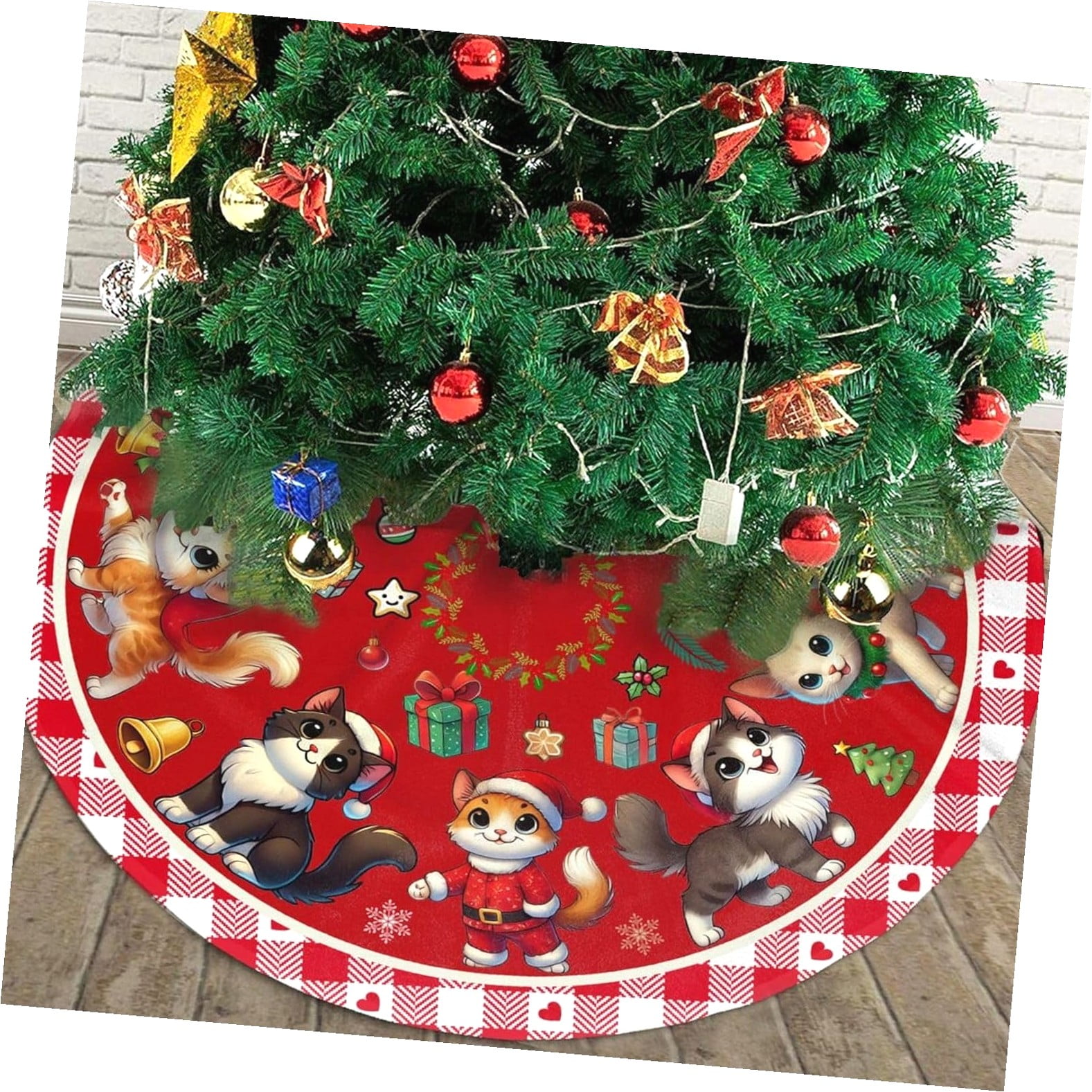 Highcool Cats Christmas Tree Mat 30 Inch Kitten Xmas Tree Skirt for ...