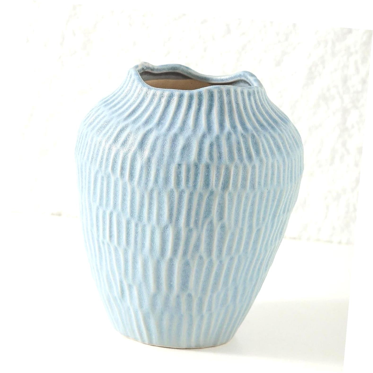 Highcool Ceramic Vase for Decoration, 7.8 Inch Vase, Decorative Blue ...